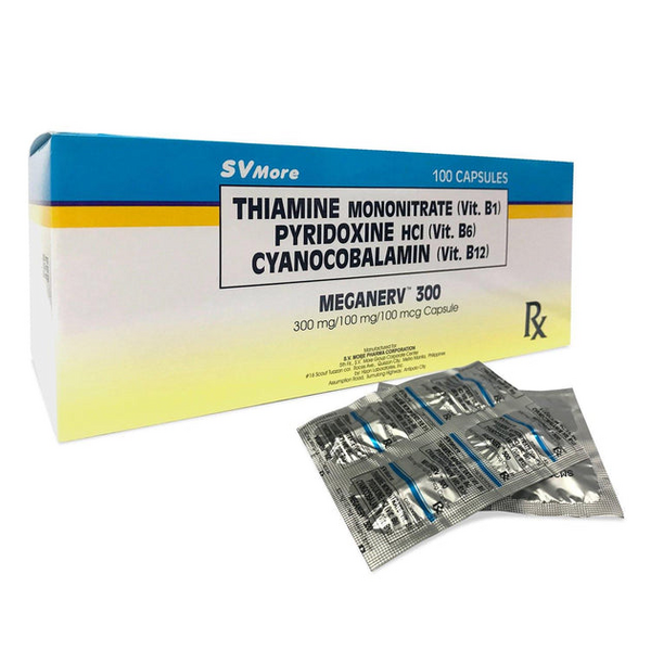 Buy Meganerv 300 vitamin b complex 300mg / 100mg / 100mcg capsule 20's ...